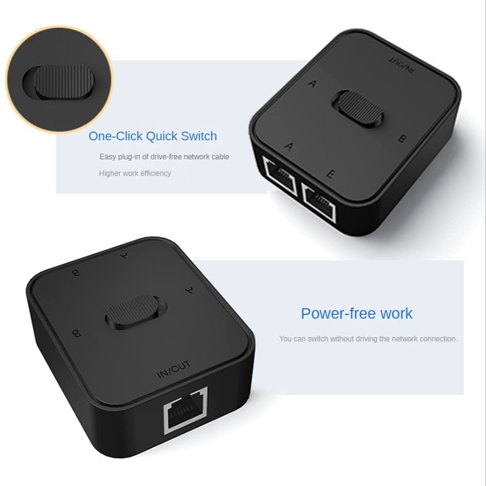 HICCYRODLY 2 Port Gigabit Network Switch RJ45 Switch Network Splitter Cable Extender Selector Free 2 Way Adapter Connector