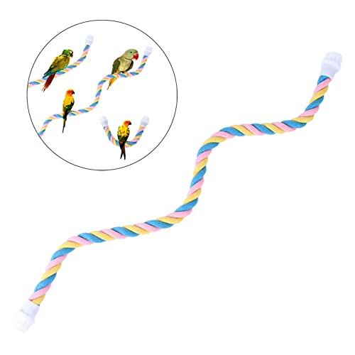 KLKCMS Colorful Bird Rope Perch Hanging Stand Climbing Rope for Parrot Budgies Parakeets Cockatiels, 23.6inch Length