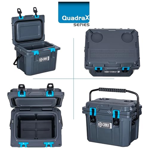 Cubix Outdoors QuadraX Rotomolded Portable Hard Cooler for Camping, Fishing, Beach | Heavy Duty Insulated Ice Chest | Cold Retention 5 Days, 10 Quart Cooler, Granite Grey