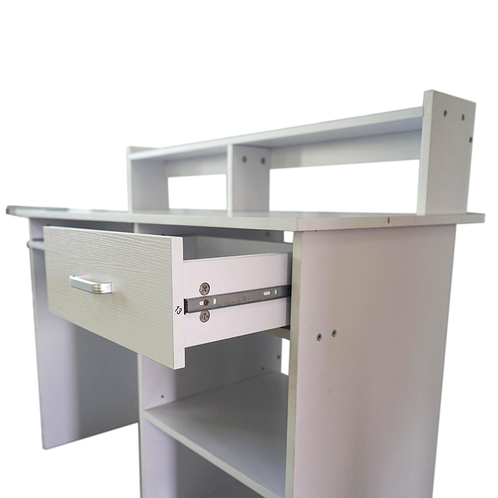 Computer Desk with Hutch, Computer Desk Study Writing Desk, Wooden Home Office Workstation PC Laptop Table with Drawer Shelf Keyboard Tray, Office Desk for the Modern Programmer 43"L x 19.69"W x 37"H
