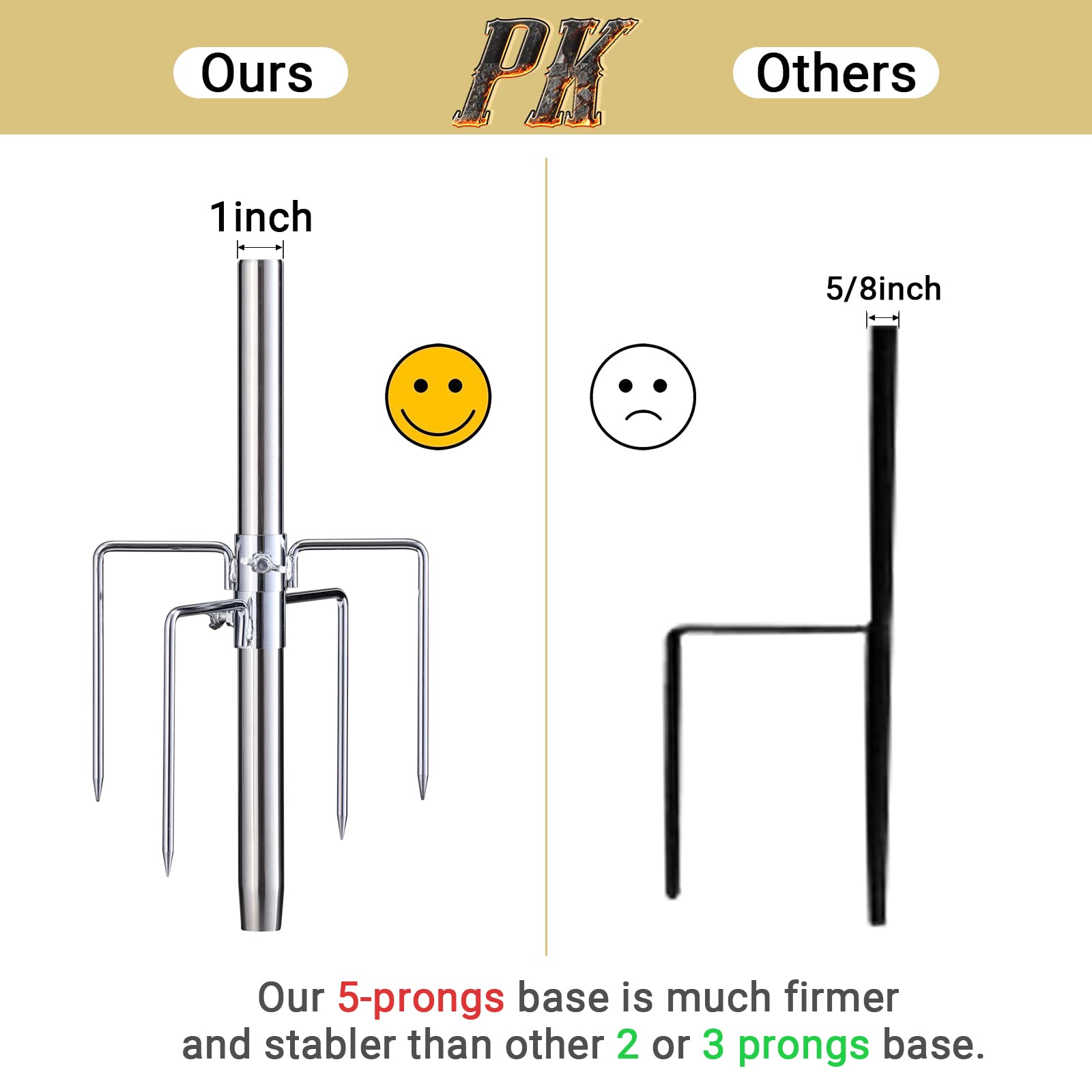 Ground Flag Poles for Outside House - 1" Tangle Free Flag Pole for House with 5 Prong - 9ft Yard Flag Stand for Outdoor,Wind Resistant & Rustproof - Silver