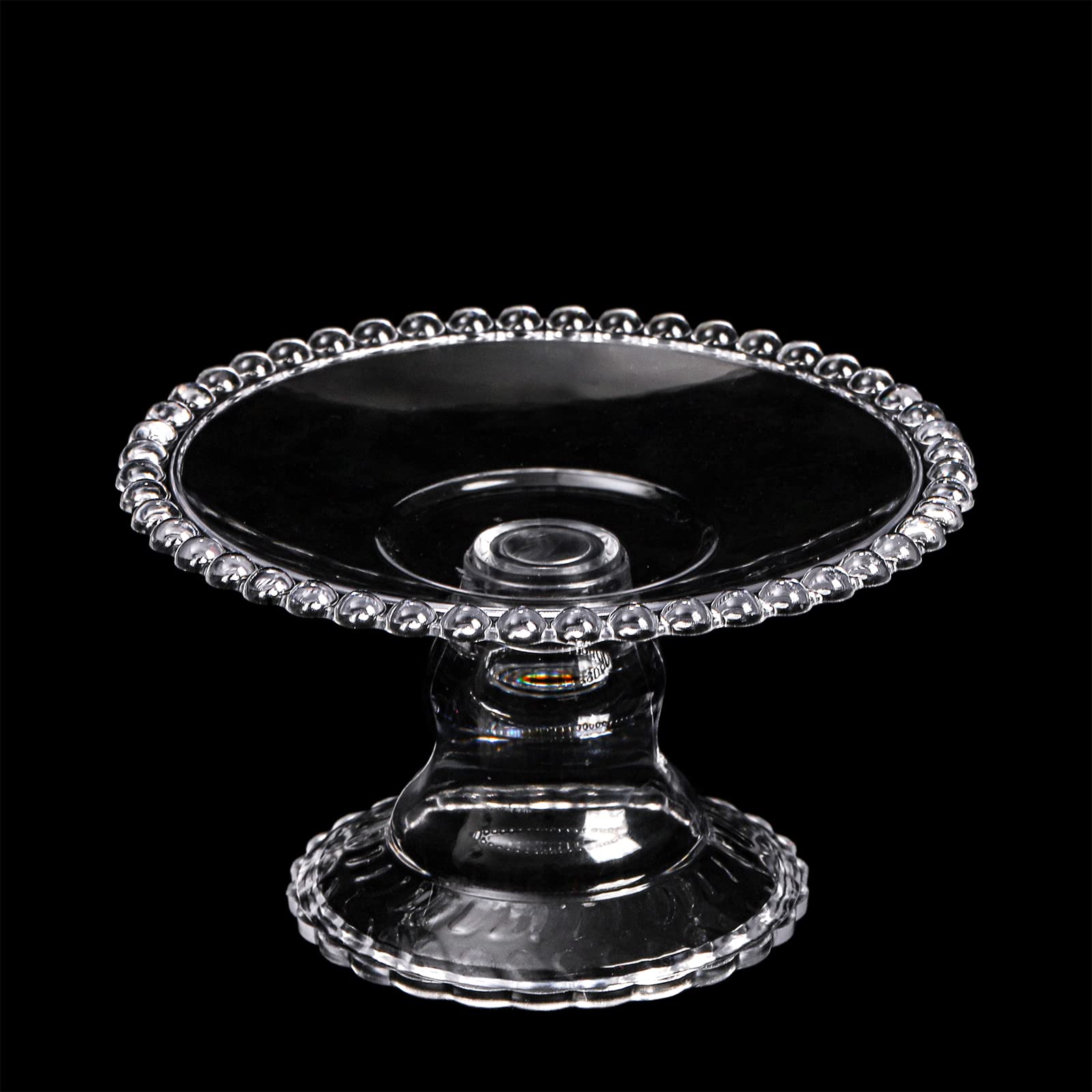 Hacaroa 24 Pcs Mini Cake Plate Stand, Plastic Single Cupcake Holder Serving Plate, Clear Small Dessert Display Stand Tray for Chocolate, Fruits, Baby Shower, Wedding, Birthday, Party