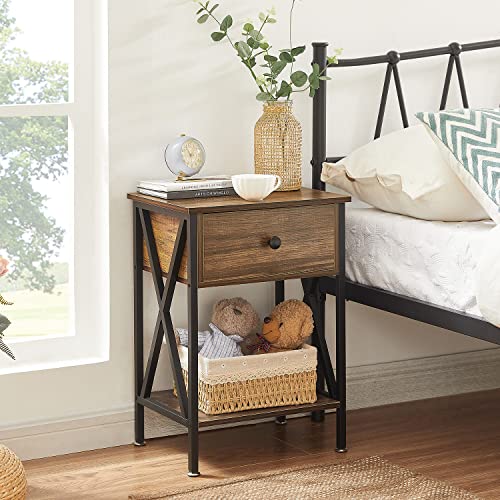 VECELO Nightstands, Modern End Side Tables,Night Stand Set of 2 with Drawer &Storage Shelf for Bedroom Living Room Lounge