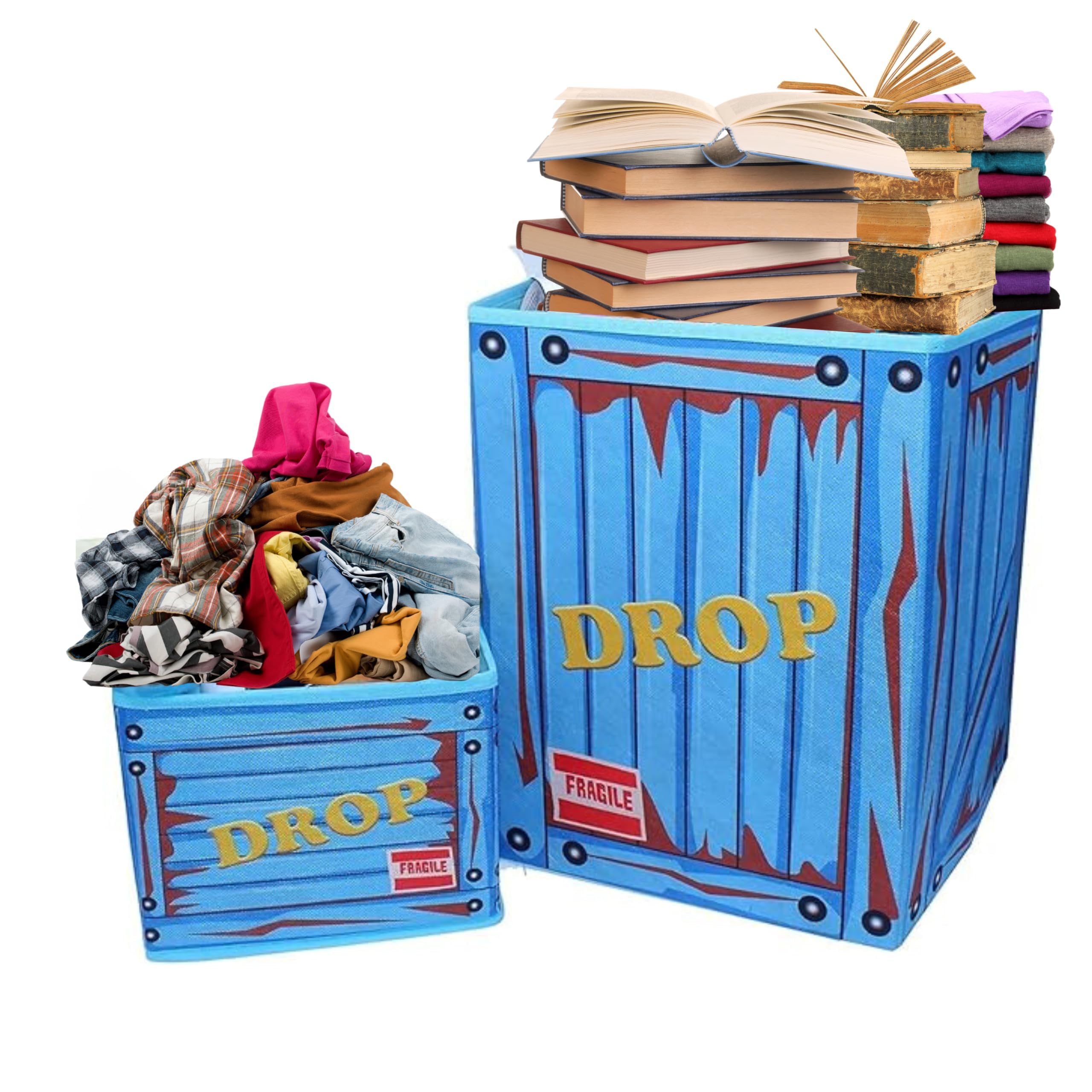 Skywin- Fabric LootBox Big, Storage box with Lid 18”x14”x14” Stackable and Foldable Supply Box, Collapsible Box, Durable Drop Box for Gamers, Fun Bright Colors