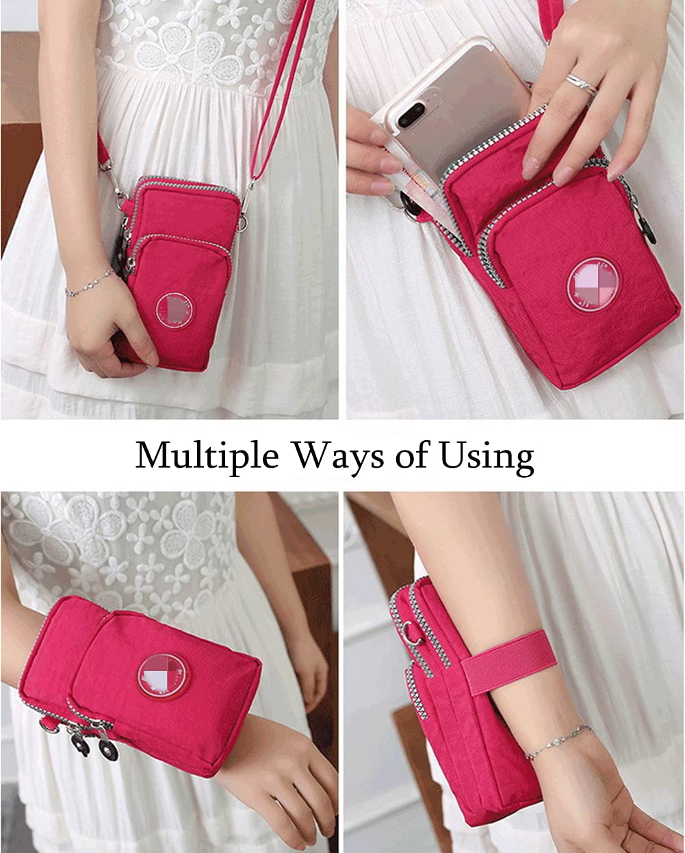 ZGMYC 3-Layers Cellphone Pouch Wristlet Purse Waterproof Sports Armband Shoulder Bag Wallet