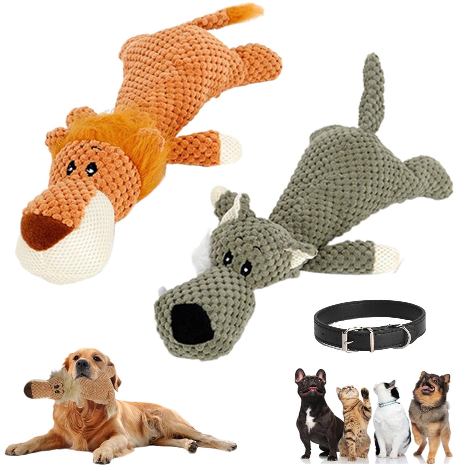 Generic Wowpetsmart for Heavy Chewers, Wowpetsmart Chew Animals, Invincipaw Animals for Heavy Chewers, Dog Toys for Aggressive Chewers,Interactive Squeaky Dog Toys for Heavy Chewers (Lion+Wolf)