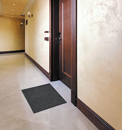 Guardian EcoGuard Diamond Indoor Wiper Floor Mat, Recycled Plactic and Rubber, 4'x6', Charcoal Black,EGDFB040604