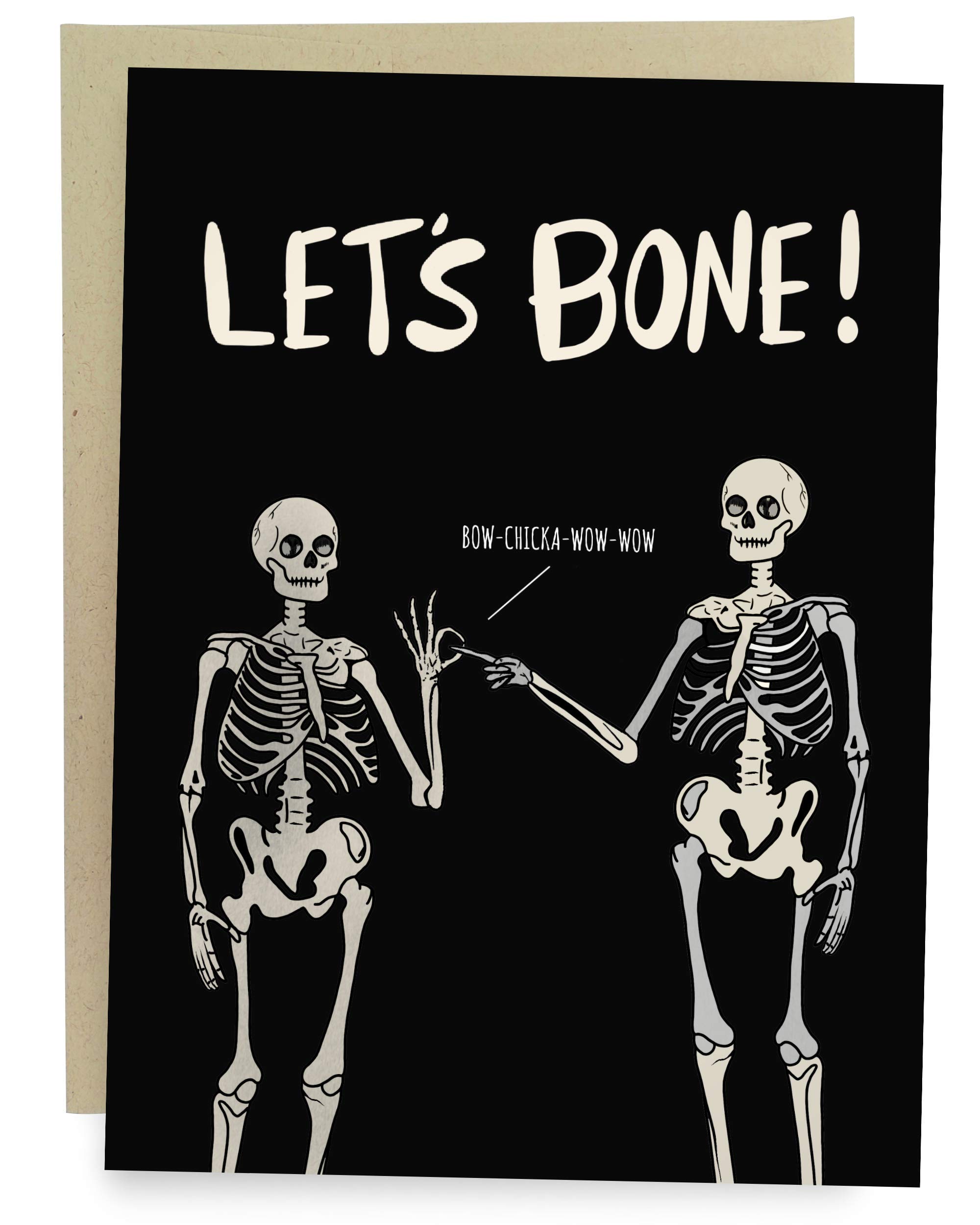 Sleazy Greetings Funny Valentine's Day Card for Husband, Boyfriend, Wife, or Girlfriend - Dirty Halloween Skeleton - Funny Birthday Card for Men or Women - Naughty Valentine's Day Card for Him or Her