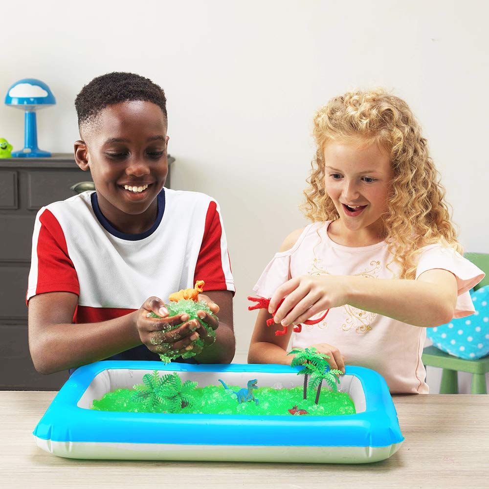Zimpli Kids Gelli Adventures Dino Pack, 5 Use, 8 x Dinosaur Figures, Inflatable Tray, Imaginative Prehistoric Dinosaur Playset, Educational Science Kit for Boys and Girls, Children's Role Play Toy