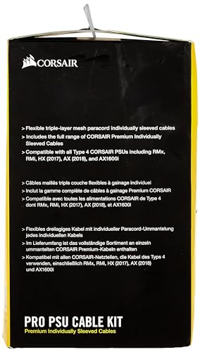 CORSAIR Premium Individually Sleeved PSU Cables Pro Kit for Corsair PSUs – Black, 2 Year Warranty