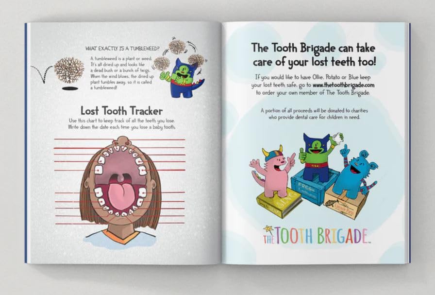 The Tooth Brigade Book and Tooth Fairy Pillow Bundle, Interactive Set Includes 8" Plush Toy with Lost Tooth Pocket and Adventures of The Tooth Brigade Hardcover Book (Ollie Bundle)