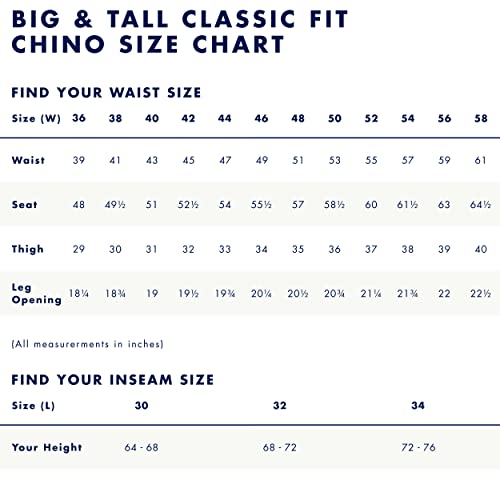 Tommy Hilfiger mens Big and Tall Classic Fit Stretch Chino Casual Pants, Navy Blazer, 42W x 34L US