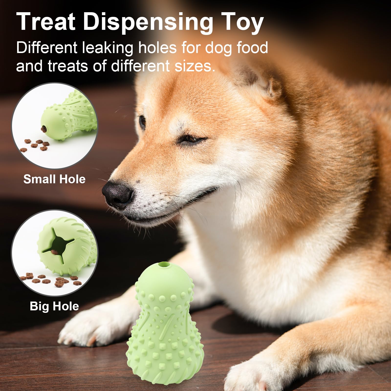 Nopisen Chew Toys -Cone Shape Dog Toys for Aggressive Chewers,Durable Natural Rubber, Multifunctional Teeth Cleaning and Gum Massage(Green)