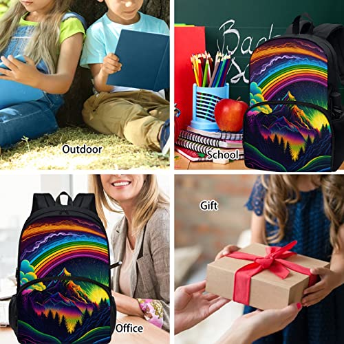 PORCLAY Rainbow Aurora Backpack Kids School Preschool Elementary Girl Bookbag Cute Aesthetic Preppy School Bag for Girls 3-5 Durable Laptop Rucksack Daypack