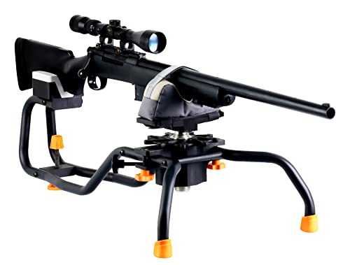 PORMUCAL Adjustable Ambidextrous Rifle Hunting Shooting Rest for Outdoor Range with Deluxe Universal Front Rest Bag