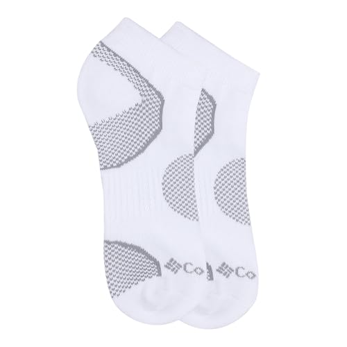Columbia Women's 2 Pack Balance Point Walking Low Cut Socks, White, Shoe Size 4-10