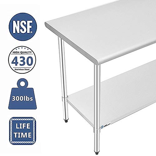 WMAOT Stainless Steel Work Table Commercial Grade NSF Certified Kitchen 24 x 36 Inch Classics Heavy Duty Food Prep for Restaurant, Home, Hotel, Business, Warehouse, Garage