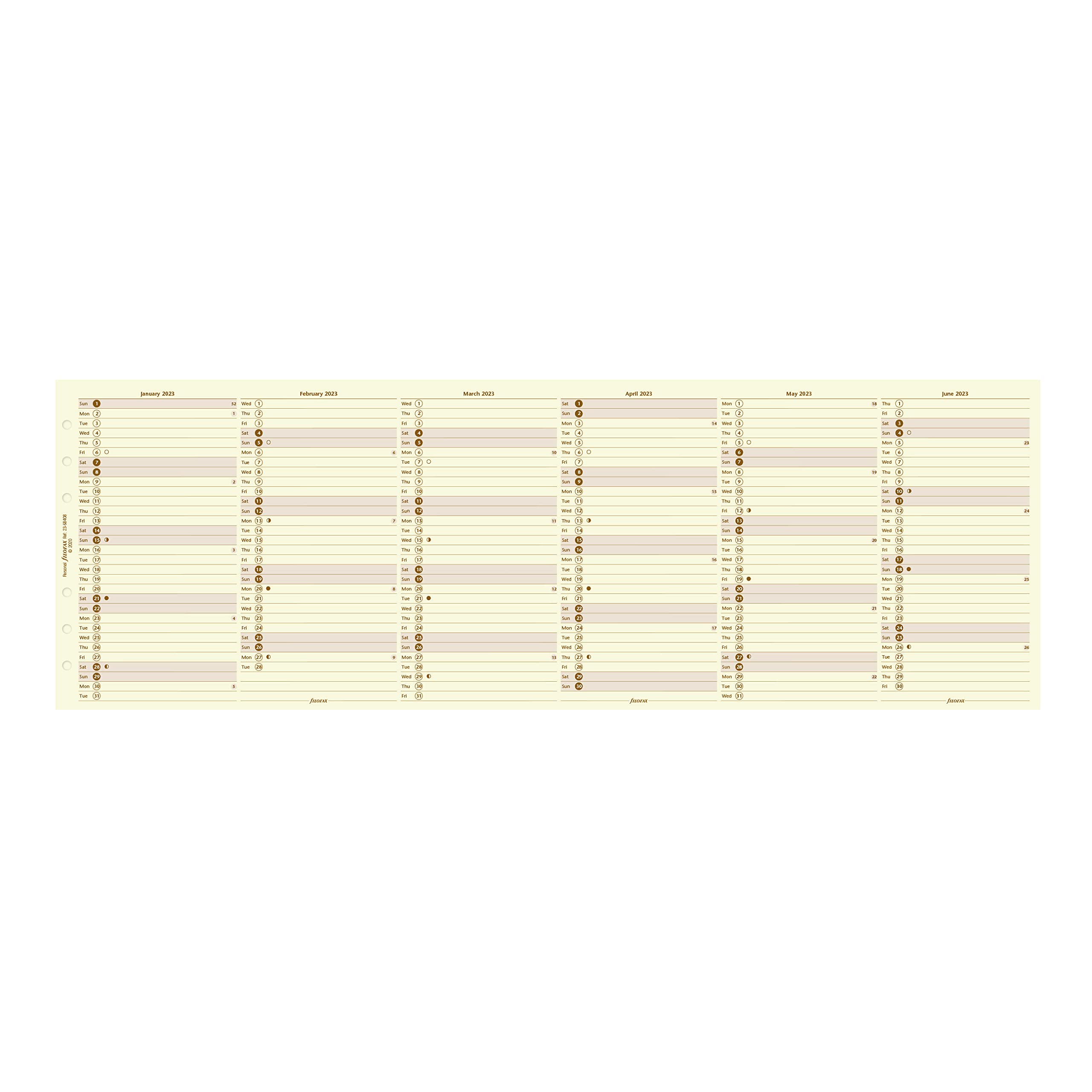 Filofax Refill, Personal/Compact Size, Vertical Year Planner, Cotton Cream Paper, English, 2023 (C68408-23) (68408-2018)