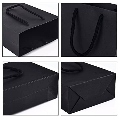Szehap Black Gift Bags with Handles, 50 Pack Small Black Paper Bags Bulk, 5 x 2.4 x 7.4ββ Kraft Paper Bags