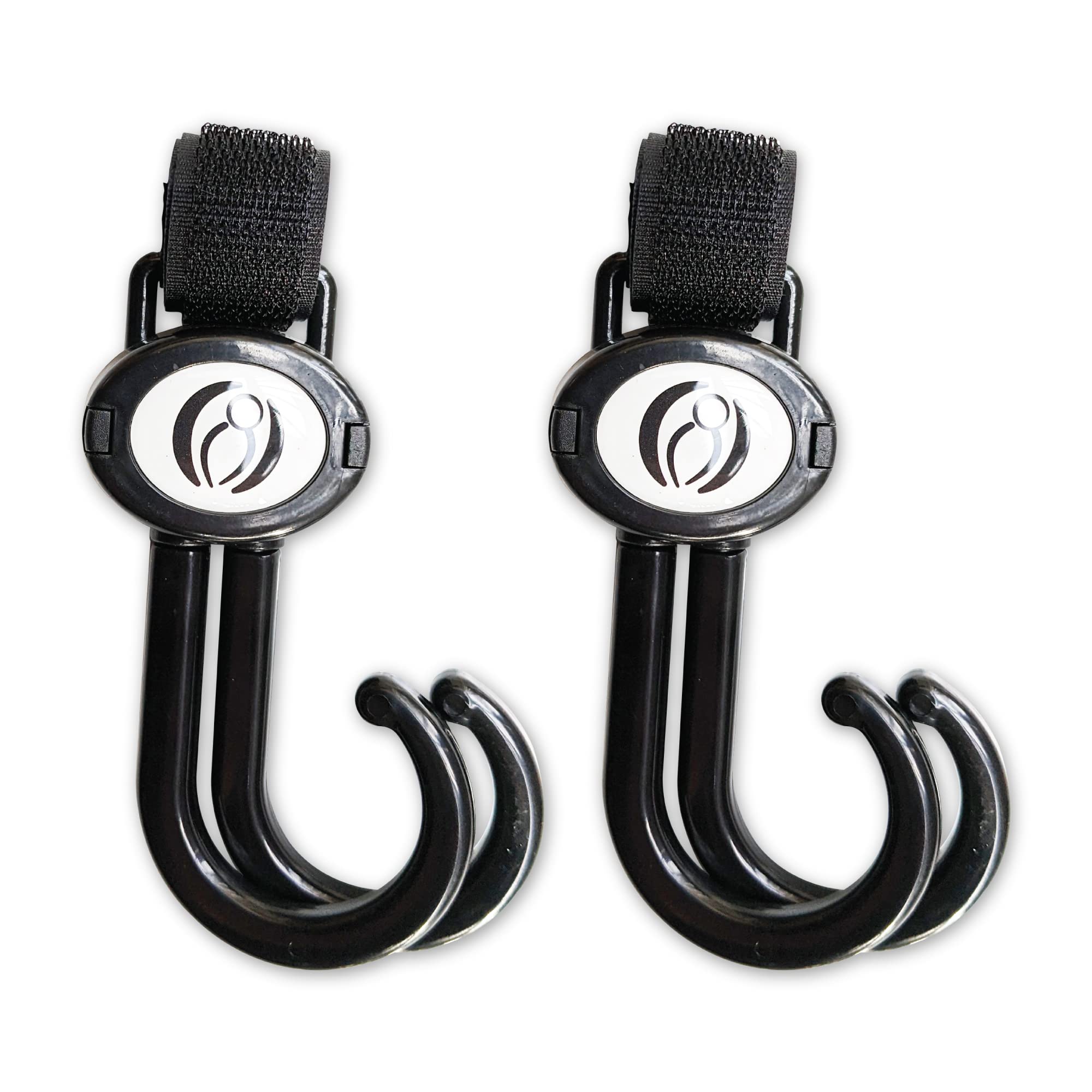 Lulyboo Multi-Use Organizer Hook Clips (2 pk), Metal Hook Handle for Purse, Shopping, Strollers & Diaper Bags, Black