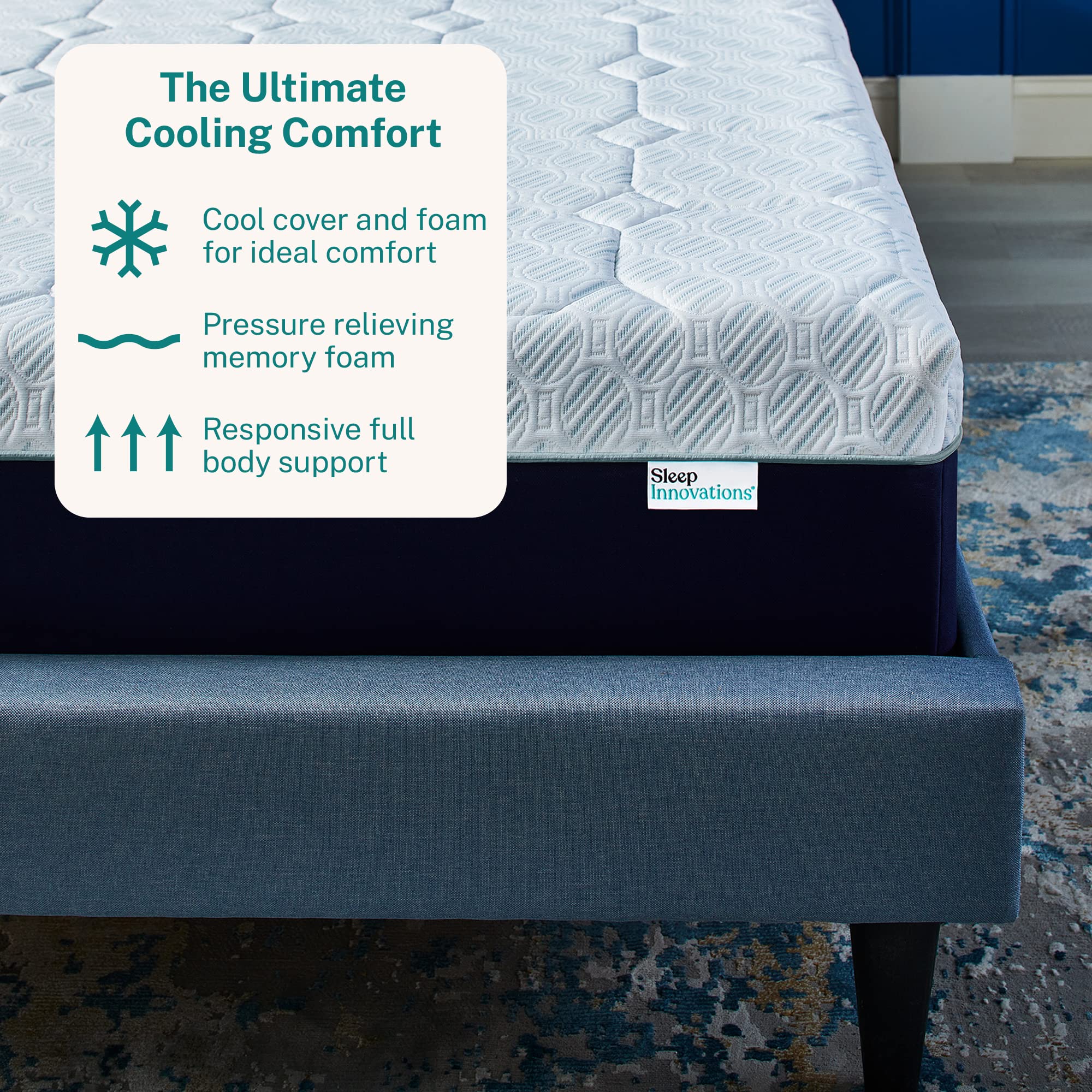 Sleep Innovations Ellis 12 Inch Advanced Cooling Gel Plus Memory Foam Mattress with Dual Cool Cover, Twin Size, Bed in a Box, Soothing Medium Support