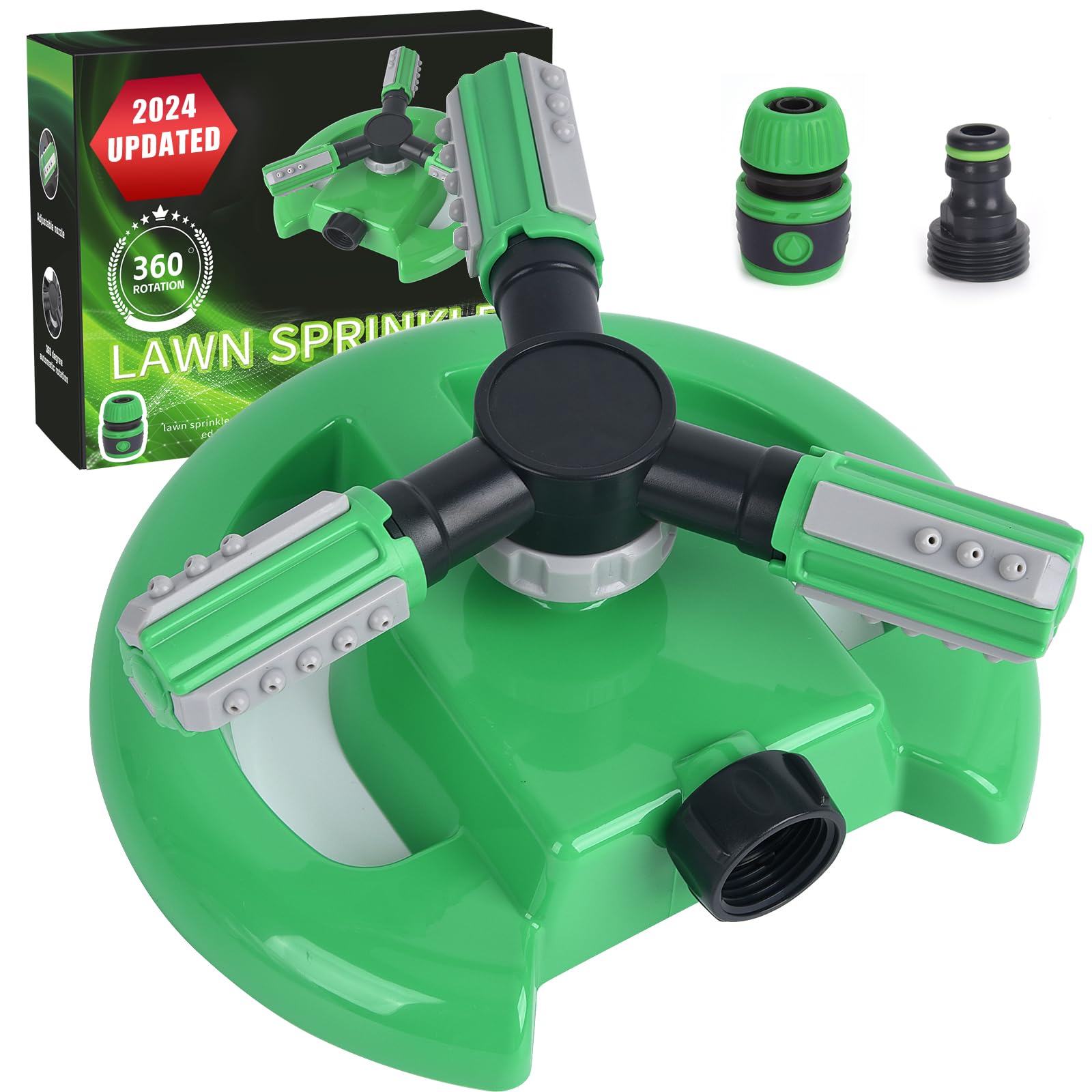 Hinastar Lawn Sprinkler, Automatic Garden Water Sprinkler, Upgrade 360 Degree Rotation Irrigation System, Large Area Coverage, Sprinkler for Yard, Lawn, Kids and Garden-1Pack(Light Green)