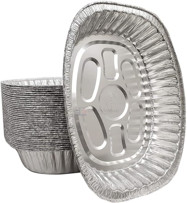 Nicole Fantini Disposable & Durable Extra Large Oval Turkey Roaster Aluminum Pans For Thanksgiving - 100% Recyclable : Perfect for Brisket, Baking and Roasting : 10 Pans