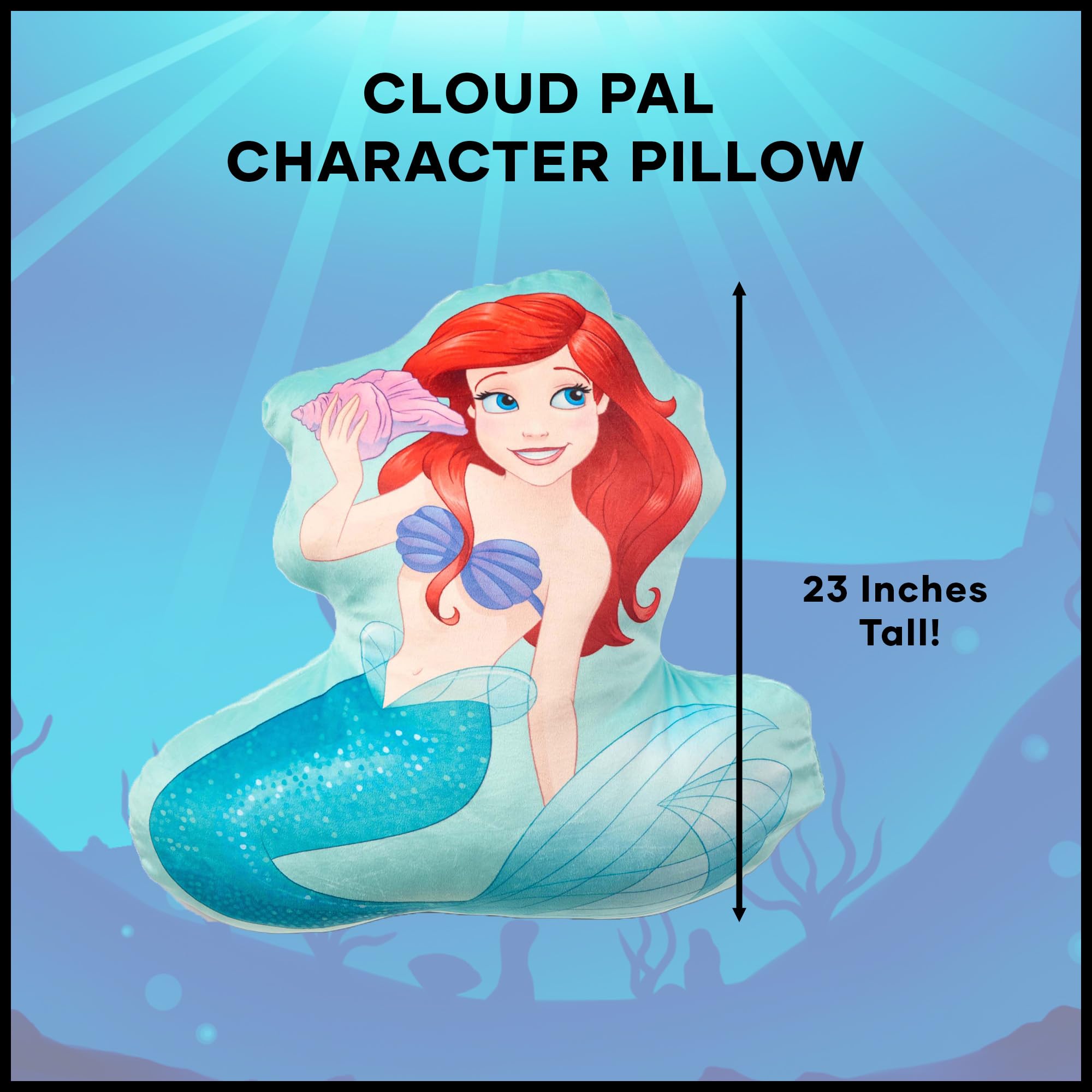 Northwest Little Mermaid Cloud Pal Character Pillow, 23", Pastel Ariel