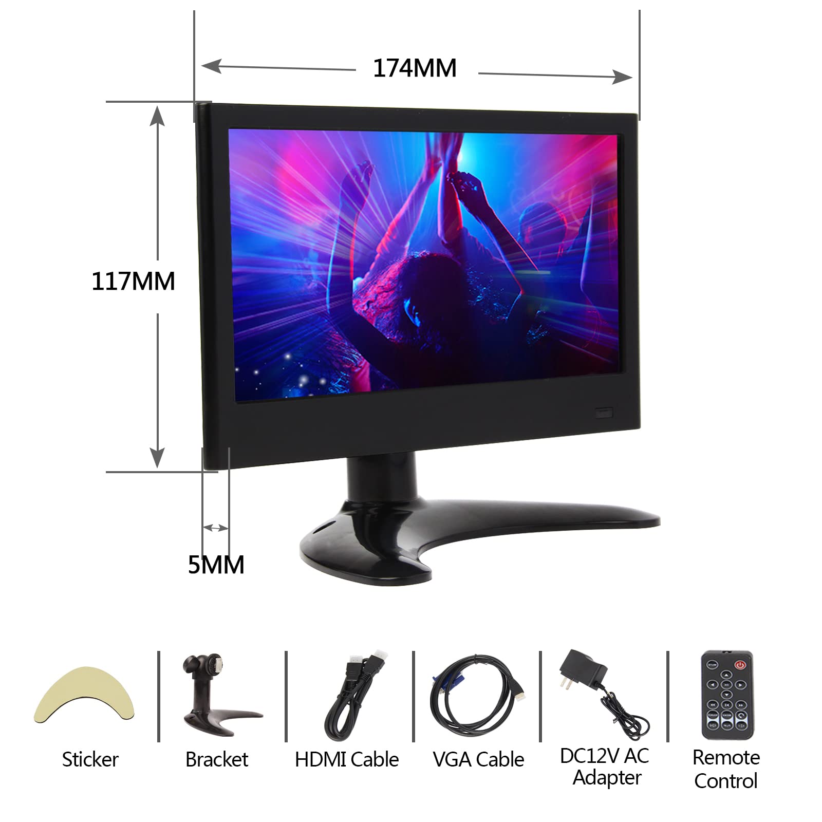 Elec-Link 7-Inch Display 1024 x600 Ultra Thin Full HD IPS Screen Portable Monitor for Raspberry Pi WiiU Xbox 360 Windows (Black, 7 inch)