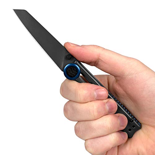 Kershaw Decibel Pocketknife; 3 Inch 8Cr13MoV Stainless Steel Blade, Titanium Carbo-Nitride Coated Blade and Handle, Manual Opening, Reversible Pocketclip, Thumb Stud, Frame Lock (2045), Black, Normal
