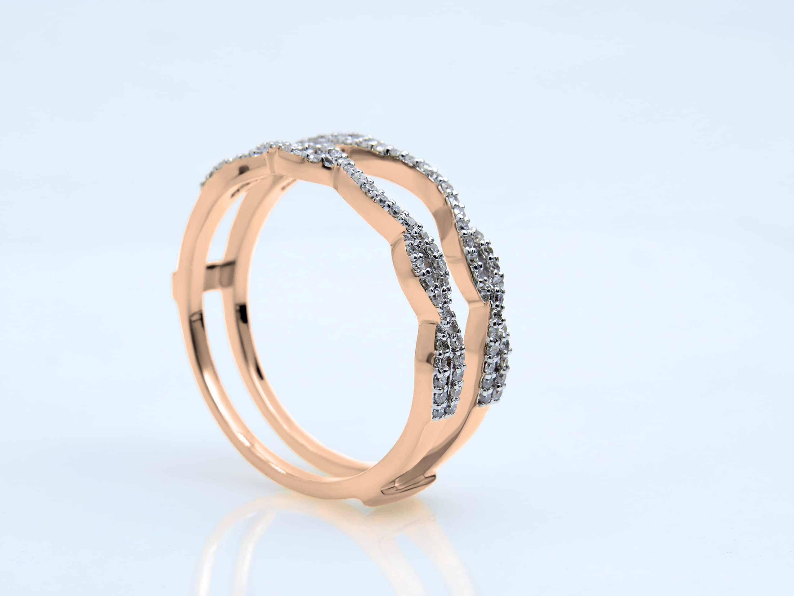 Dazzlingrock Collection 0.35 Carat (ctw) Round White Diamond Double Enhancer Wedding Ring in 14K Rose Gold Size 6.5