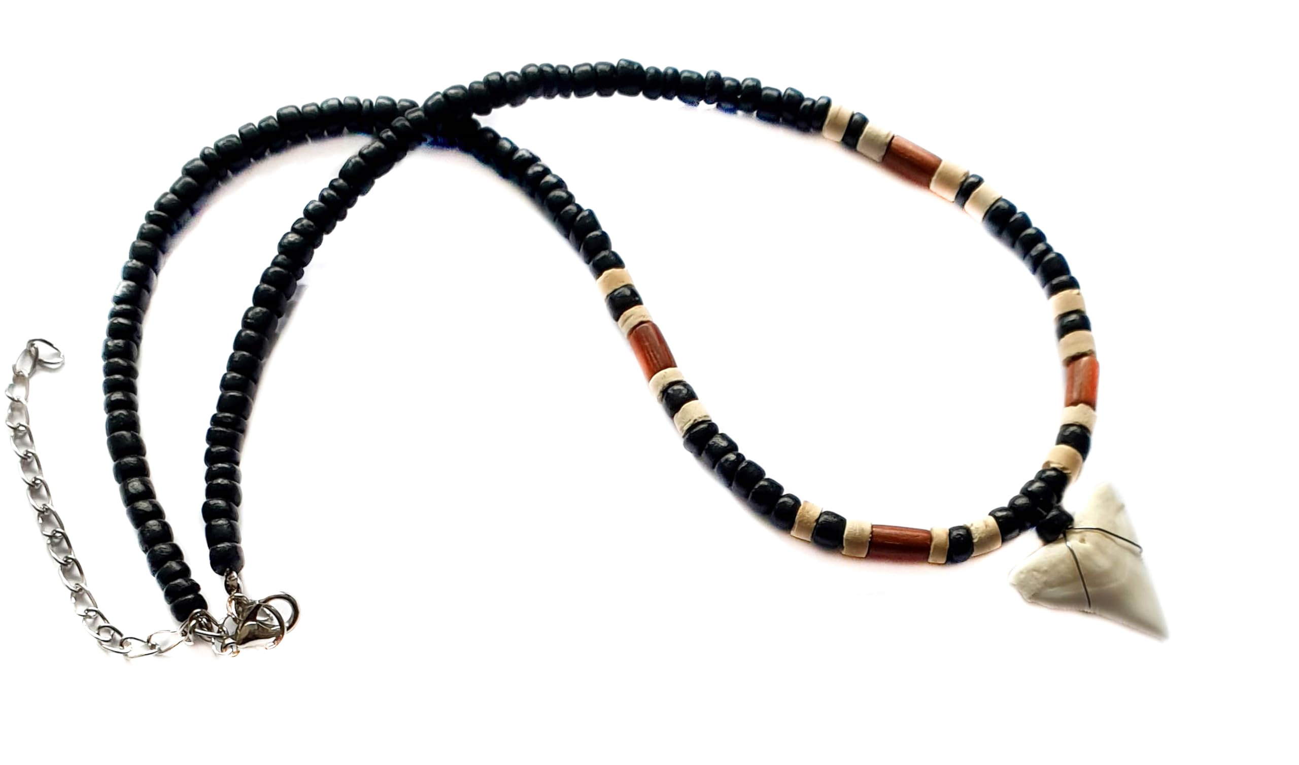Genuine Mako Shark Tooth Beads Surfer Necklace for Men Women Handmade Boho Bohemian Jewelry GA390