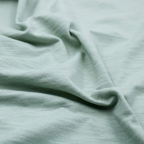 Texco Inc Solid Slub Spandex Jersey Knit Cotton Blend/Apparel DIY Fabric, Greenish 1 Yard