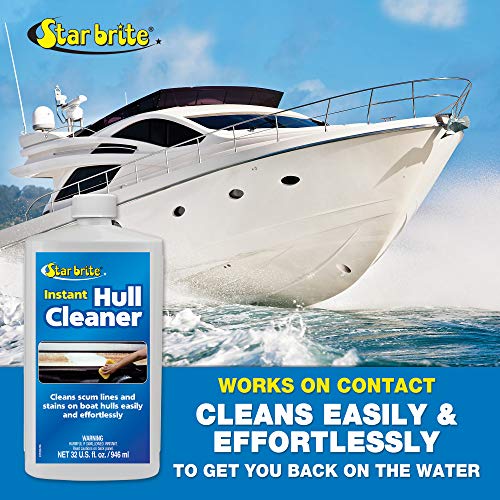 STAR BRITE Instant Hull Cleaner - Easily Remove Stains, Scum Lines & Grime for Boat Hulls, Fiberglass, Plastic & Painted Surfaces - Wipe On, Rinse Off Formula - 128 Ounce Gallon (081700)