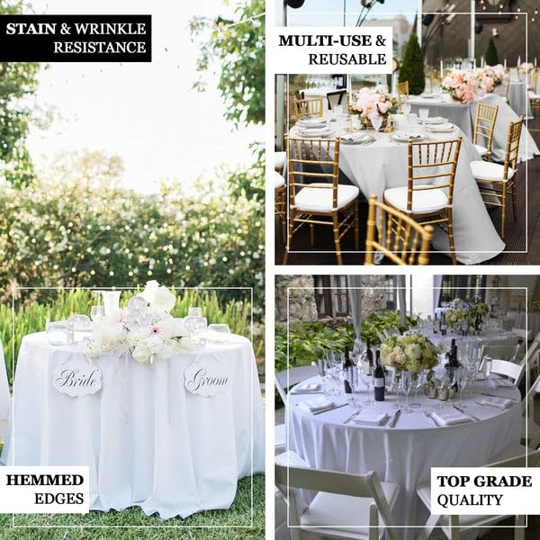 ZOTOYI Tableclothsfactory White 108" Round Polyester Tablecloth
