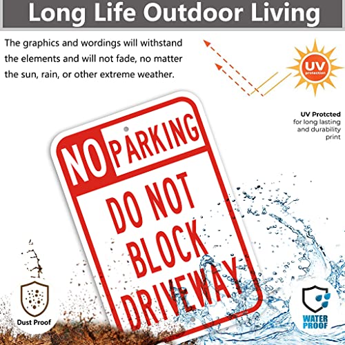 Large No Parking Do Not Block Driveway Sign 2-Pack 18"x12" .040 Rust Free Heavy Duty Aluminum Metal Reflective UV Protected Weather Resistant Easy to Mount