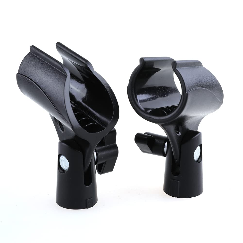 ZRAMO 2PC Stands Black Mic Clip for Microphone Mic Clip Holder for Mic Stand with 5/8" Male to 3/8" Female Adapter, 2-pack