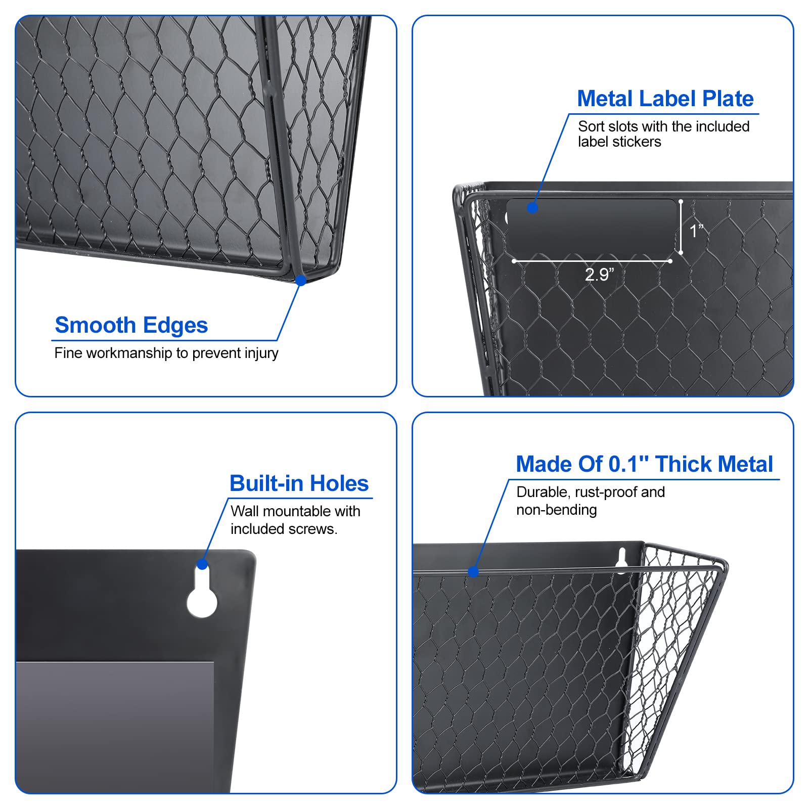 eipizx Magnetic File Holder for File Cabinets - 1 Tier Magnetic File Organizer Black Strong Magnetic Paper Mail Holder Magnetic Folder Holder for File Cabinets, Fridge, Whiteboard(3 Packs)