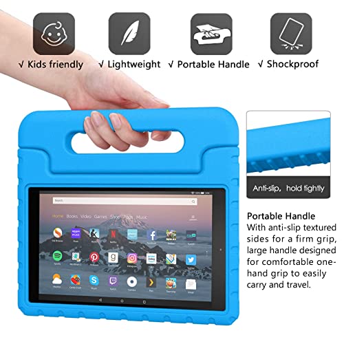 Kids Case for Fire HD 8 8th/7th/6th Generations 2018/2017/2016 Kid-Proof & Shockproof Durable Foam Case for Boys Girls Flexible Cover with Convenient Handle Stand, Blue