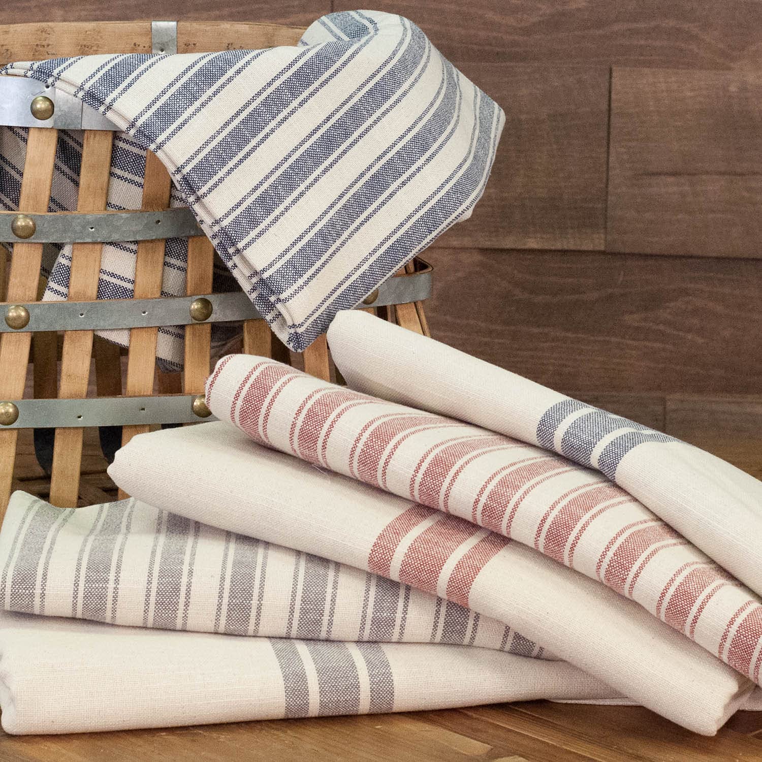 Piper Classics Market Place Red Ticking Stripe Bulk Yardage, One Yard, 36" x 110" Wide