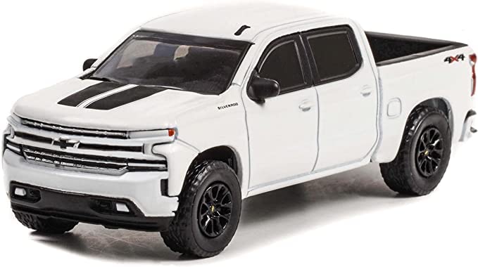 Greenlight 1:64 All-Terrain Series 13 - 2020 Chevrole Silverado RST Rally Edition - Summit White with Black Stripes 35230-E [Shipping from Canada]