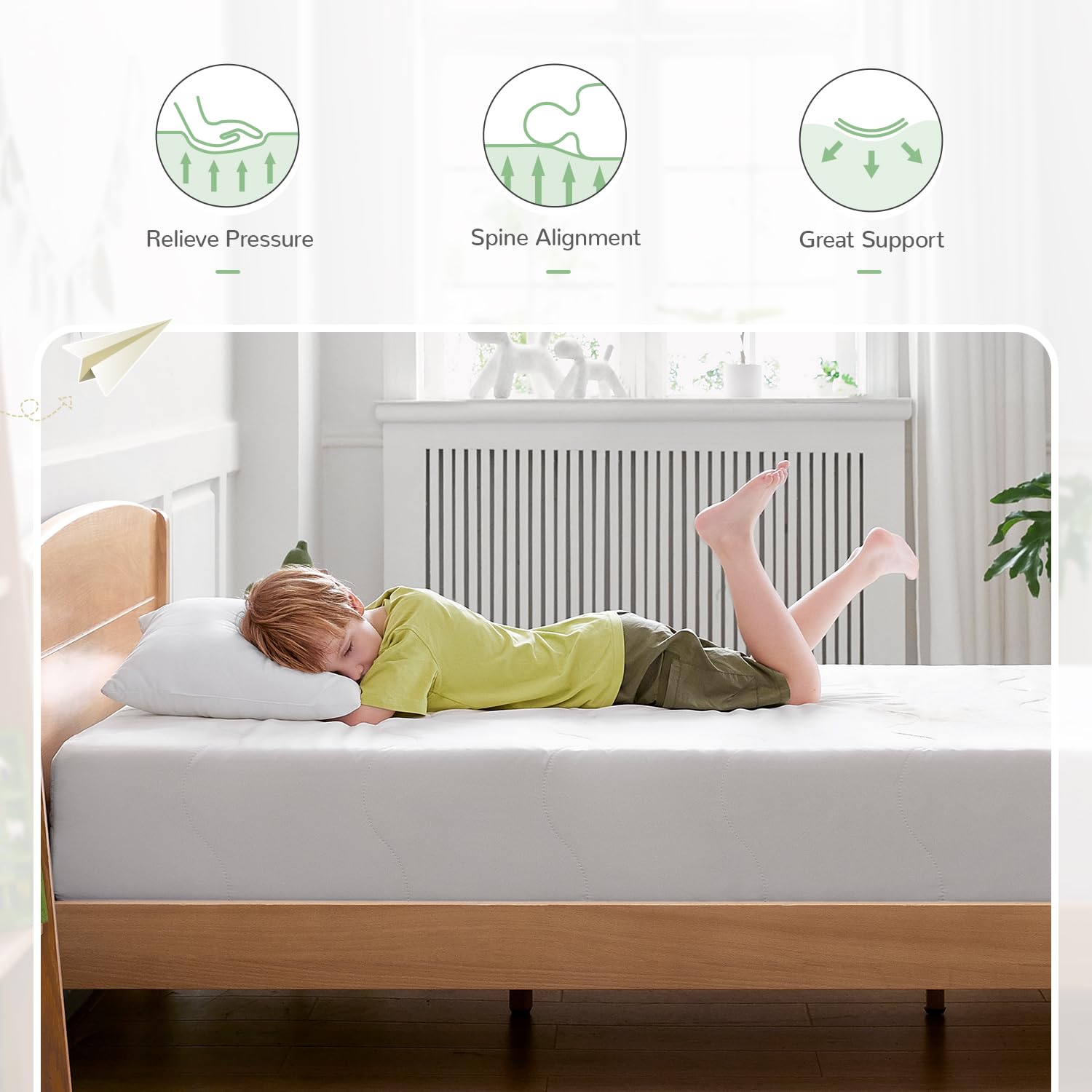 Novilla Twin Size Mattress, 10 Inch Memory Foam Mattress for Motion Isolating, Pressure Relief & Cool Sleep, Mattress Twin in a Box, White