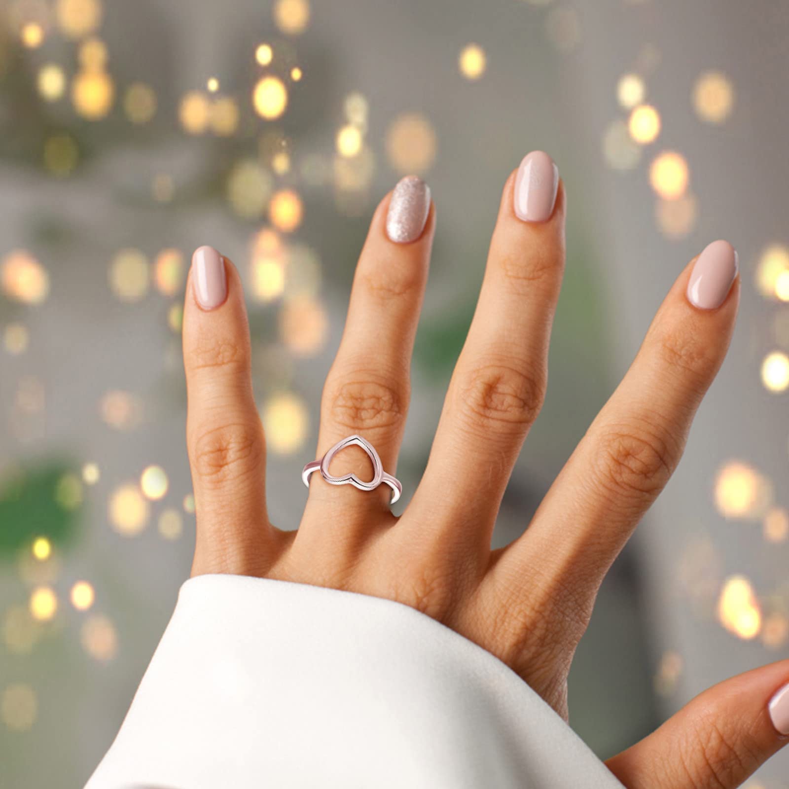 Fashion Heart Shaped Ring for Women Minimalist Design Wedding Rings for Bride Engagement Rings (Rose Gold, 5)