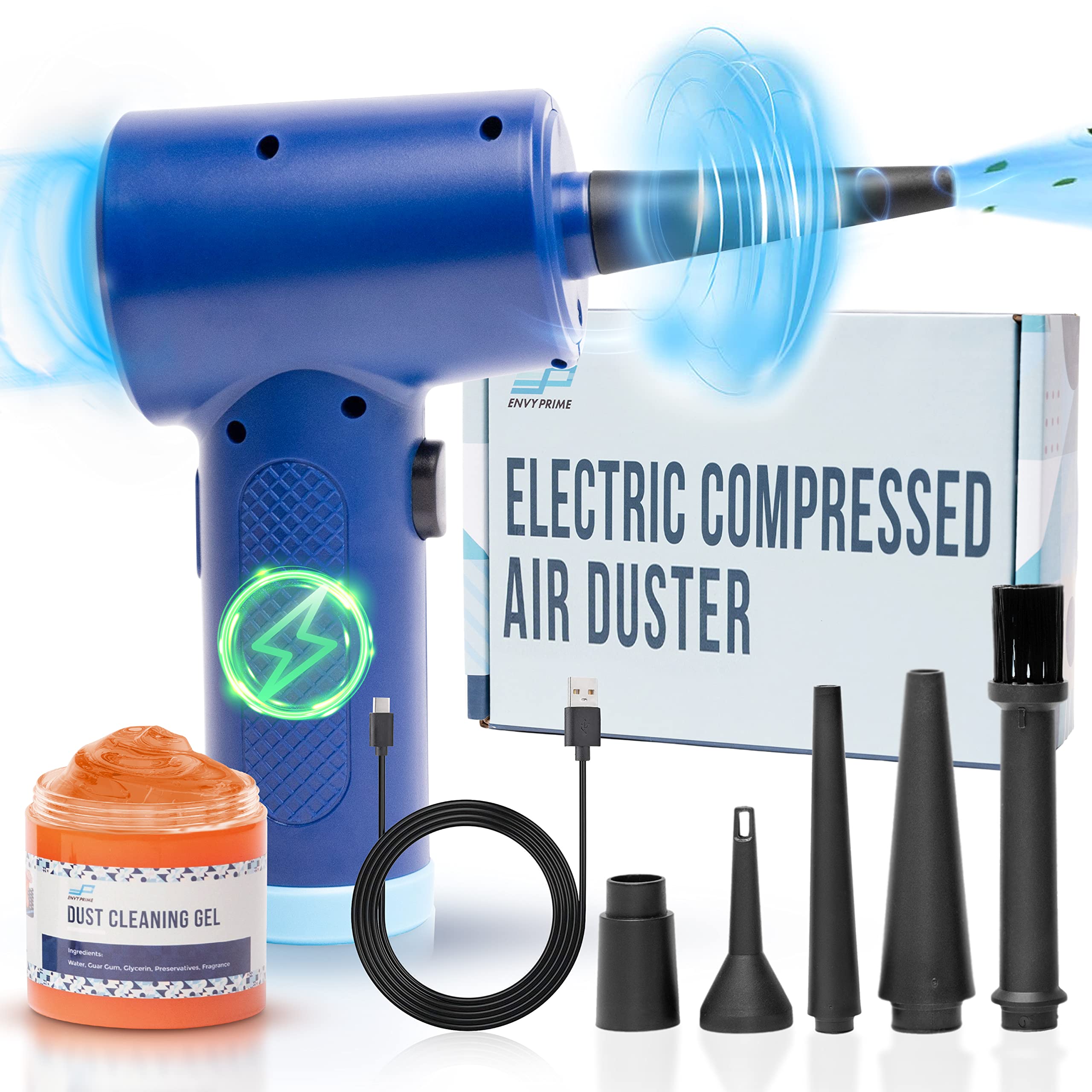 Electric Compressed Air Dusters - Portable Rechargeable Electric Air Duster For Computer Duster - Electronics Cleaning Air Blower - Electric Duster Air Can Dust Blower Electronic Duster Compressed Air