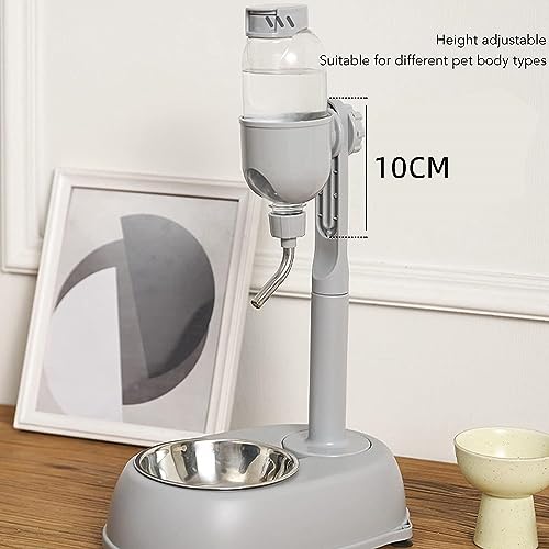 HEEPDD Pet Standing Water Dispenser Feeder Bowl, 500ml No Drip Automatic Water Bottle Food Feeder for Cats Dogs