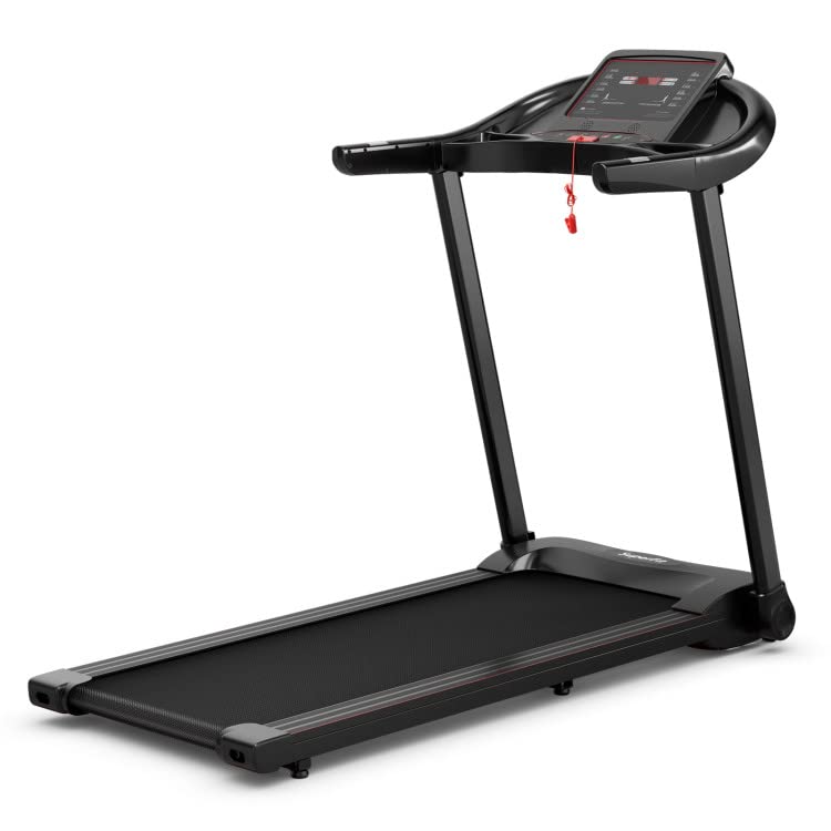 Electric Folding Treadmill with HD LED Display and APP Control Speaker, Black