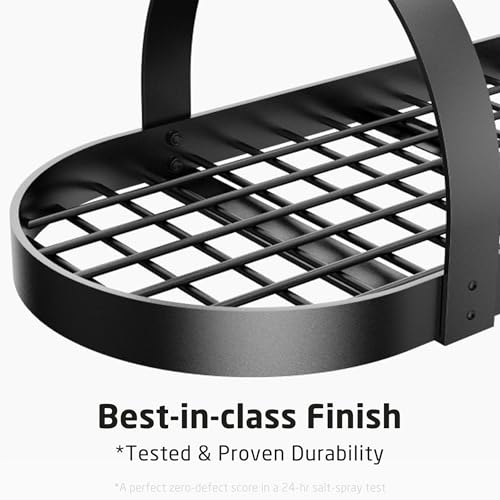 KES 48 Inch Large Hanging Pot Rack, Heavy Duty Oval Pot and Pan Hanging Rack Ceiling Mount, Pot Pan Hangers for Kitchen with 20 Hooks, Matte Black, (For 16" and 24" Stud Mount), KUR225S122-BK