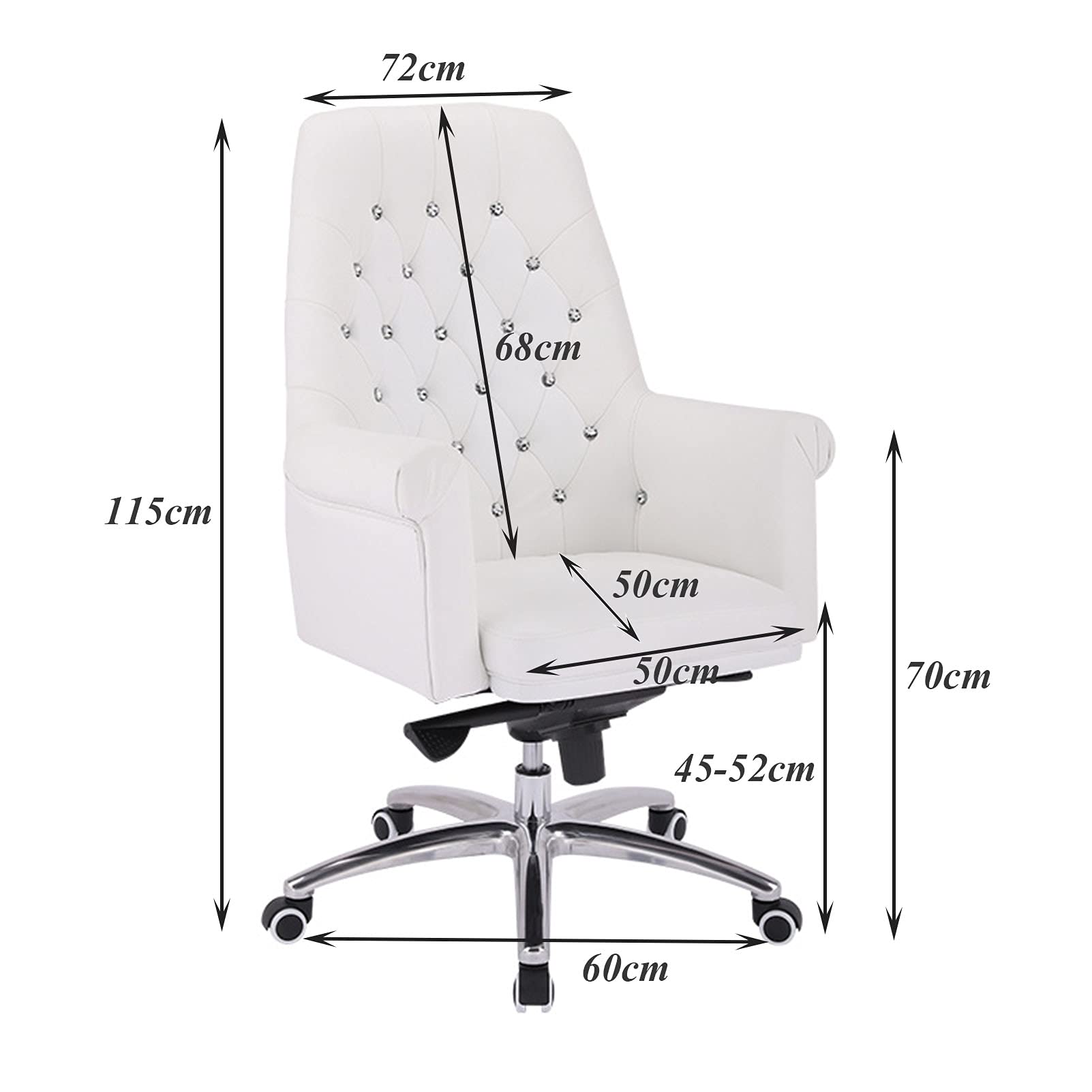 Comfortable Swivel Chair Office Swivel Chair Heavy Duty Ergonomic Computer Desk Chair with Arms High Back Adjustable Lumbar Support Task Chair Executive Leather Chair (White) Adjust Rolling Chair