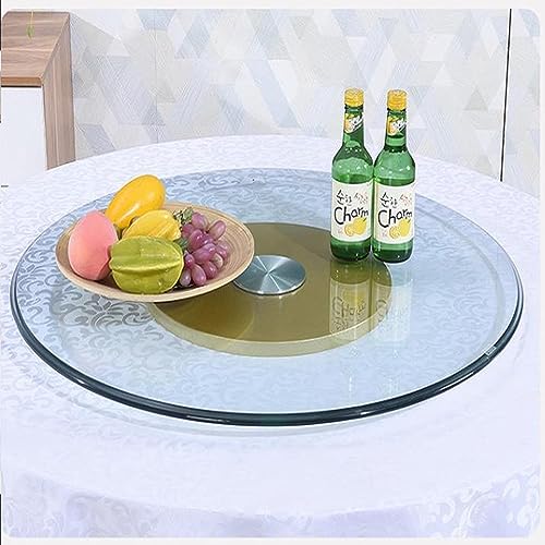 DOUKI Large Lazy Susan Turntable For Dining Table 24inch, Lazy Susan Tempered Glass Heavy Duty Turntable, Tabletop Rotating Serving Tray (Color : Gold, Size : 30inch(80cm))