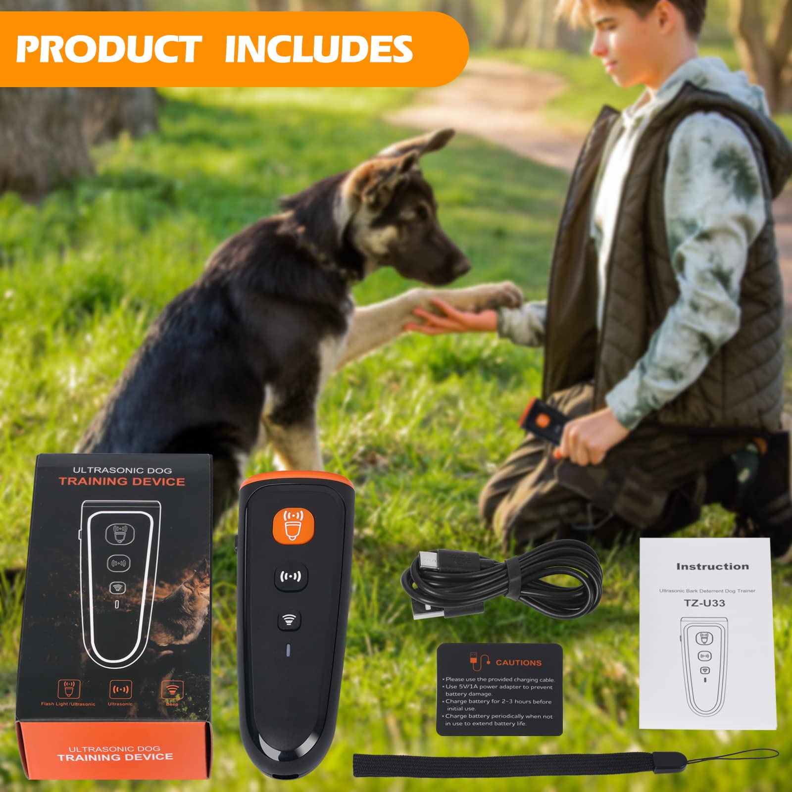 MZBYDLM Anti Barking Device Ultrasonic Dog Bark Deterrent LED Flash+Sound Wave Drive Dog Barking Deterrent Dog Barking Control Devices Ultrasonic Bark Control Training &Behavior Aids for Dogs